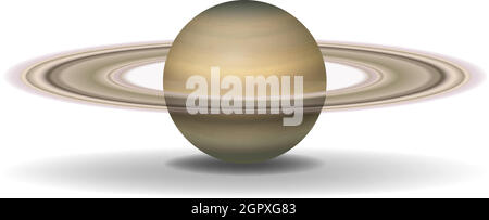 Planet saturn orbit celestial body stroke rings, stock illustration ...