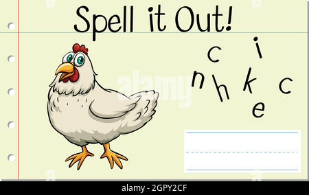 Spell English word chicken illustration Stock Vector Image & Art - Alamy