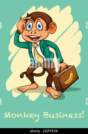 English idiom monkey business illustration Stock Vector Image & Art - Alamy