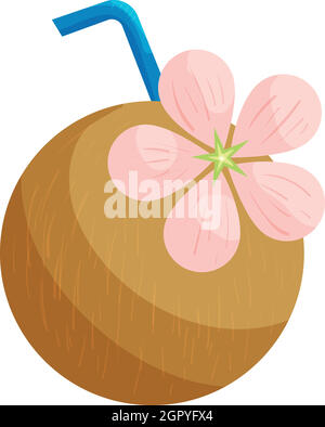 Coconut icon. Cartoon exotic beach palm nut Stock Vector Image & Art ...