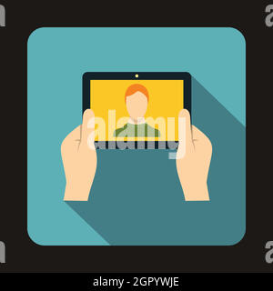 Tablet review icon flat vector. Star rate. User support Stock Vector ...