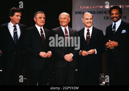 1984 Democratic Presidential Debate. Left to Right: Gary Hart, Walter ...