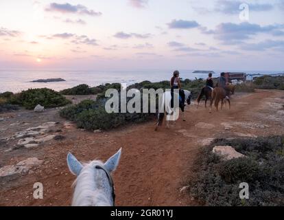 Georges Ranch horse riding sunset trek, Peyia, Paphos, Cyprus Stock ...