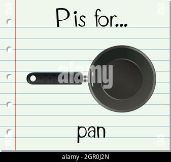 Flashcard of a letter P with a picture of a pan Stock Vector Image ...
