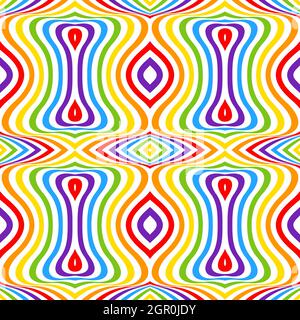 Rainbow opt art background. Seamless vector pattern. LGBT colors ...