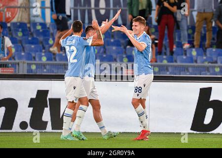 Toma Basic of S.S. Lazio celebrates after scoring the goal of 1-0 ...
