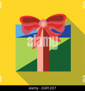 Surprise card icon flat vector. Gift present. Prize package isolated ...