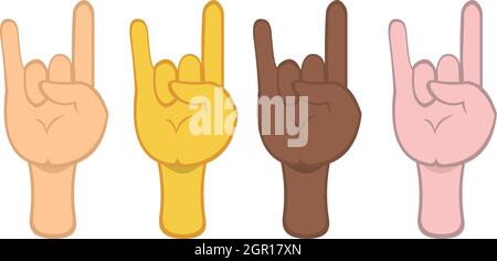 Heavy Metal Horns Hand, Rock Roll Gesture. Flat Vector Icon ...