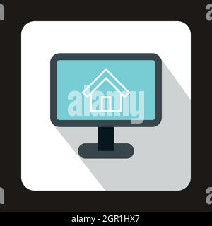 Computer monitor with architecture program icon Stock Vector Image ...