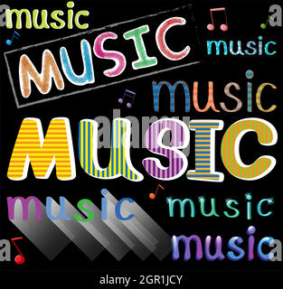 Font design for word music with music notes on white background ...
