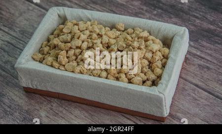 Dried soy meat also known as textured soybeans Stock Photo - Alamy