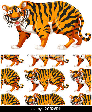 Vector seamless pattern with cute tigers on background. Circus animal ...