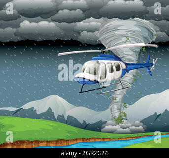 Helicopter flying in bad weather illustration Stock Vector Image & Art ...
