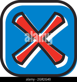 Cross in square icon sign. Set of eight multi colored round buttons ...