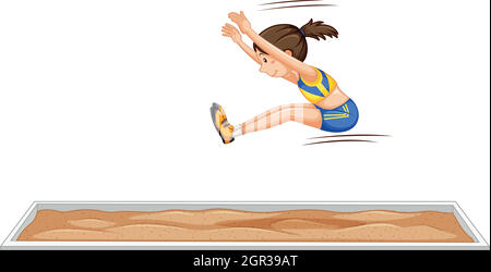 Vector Illustration of Female Long Jump Athlete Art Silhouette Stock ...