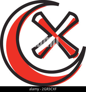 Cross and crescent icon, flat style Stock Vector Image & Art - Alamy