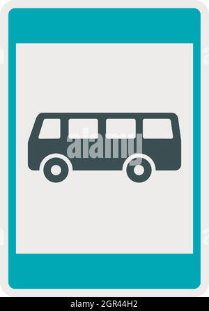 Square bus stop sign icon. Flat illustration of square bus stop sign ...
