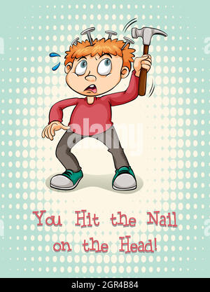 Hit the nail on the head Stock Vector Image & Art - Alamy