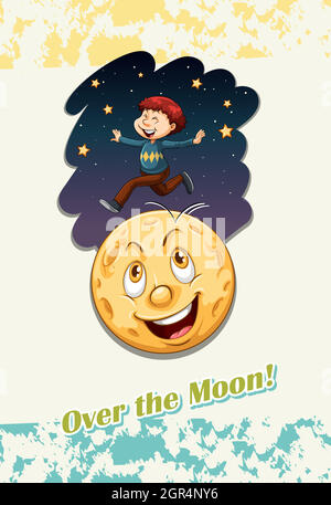 Idiom saying over the moon Stock Vector Image & Art - Alamy