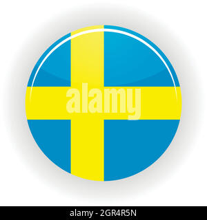 National flag of Sweden. Circle flag icon. Swedish rounded flag in flat ...