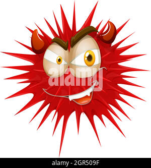 A Red Devil cartoon character with facial expression on transparent ...