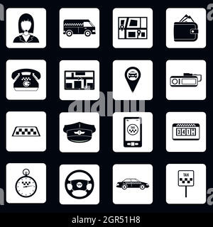 Taxi icons set in simple style Stock Vector Image & Art - Alamy