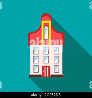 A three-story building icon, flat style Stock Vector Image & Art - Alamy