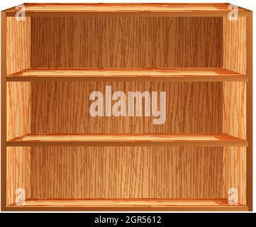 Three blank shelves in cartoon style isolated on white background ...