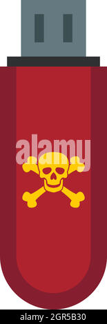USB flash drive with computer virus and infected laptop. Vector ...