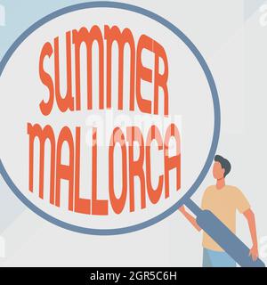 Sign displaying Summer Mallorca, Word for Spending the holiday season ...