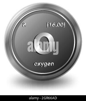 Oxygen chemical element. Chemical symbol with atomic number and atomic ...