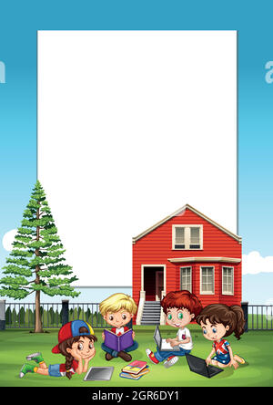 Border design with children reading Stock Vector Image & Art - Alamy