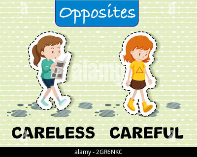 Careless and Careful Opposite Words illustration Stock Vector Image ...