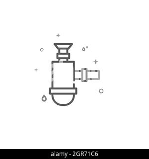 Bathroom Siphon Icon. Thin Line With Blue Fill Design. Vector ...