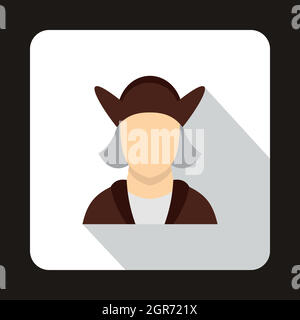 Christopher Columbus icon, flat style Stock Vector Image & Art - Alamy