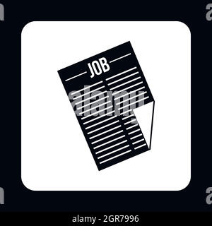 Newspaper with the headline Job icon, simple style Stock Vector Image ...