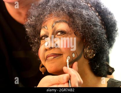 Bochum, Germany. 30th Sep, 2021. Actress Reva Rice prepares for her ...