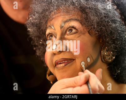 Bochum, Germany. 30th Sep, 2021. Actress Reva Rice prepares for her ...