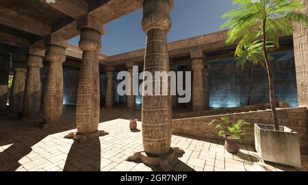 3D Illustration Egyptian Temple Fantasy Old Kingdom Stock Photo - Alamy