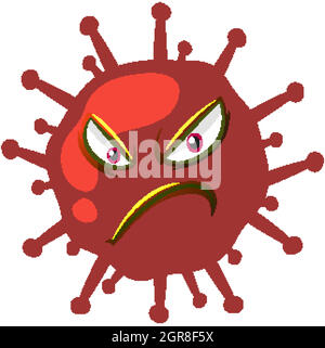 Single virus cell with scary face on white background Stock Vector ...