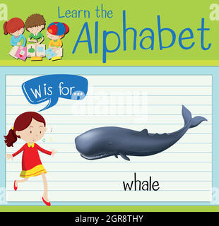 Whale. W letter. Cute children animal alphabet in vector. Funny cartoon ...
