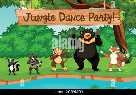 Animals jungle dance party Stock Vector Image & Art - Alamy