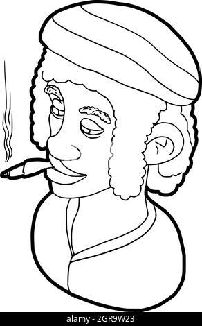Rastafarian Symbol with a Man Smoking Weed Illustration Vector Stock ...