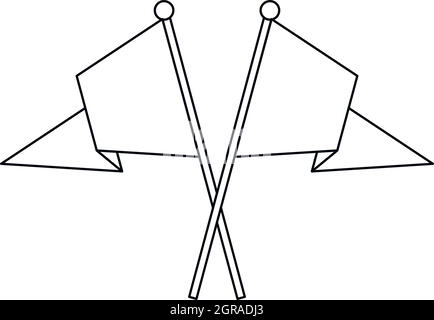 Two crossed flags icon, outline style Stock Vector Image & Art - Alamy