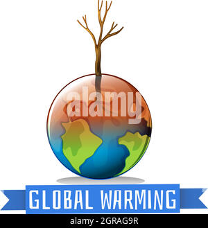 Global warming text for banner or poster design illustration Stock ...