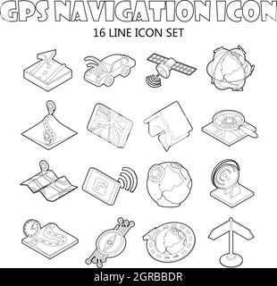 Navigation line icons collection. GPS, Compass, Directions, Map, Chart, Navigation, Orientation ...