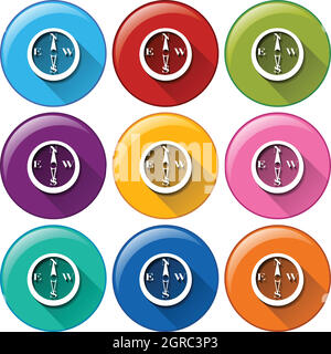 The compass shows north, south, west and east. 3D vector illustration ...