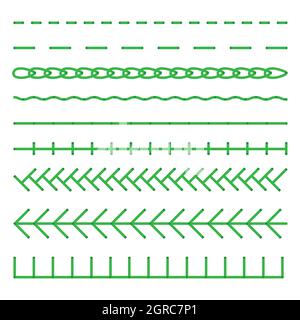 Sewing seams patterns. Embroidery craft sew pattern, fashion seam brush ...