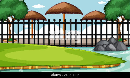 Zoo park without animal scene illustration Stock Vector Image & Art - Alamy