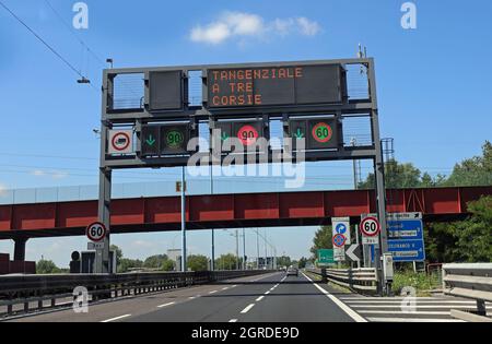 Mestre, VE, Italy - July 19, 2020: motorway toll booth with the text ...